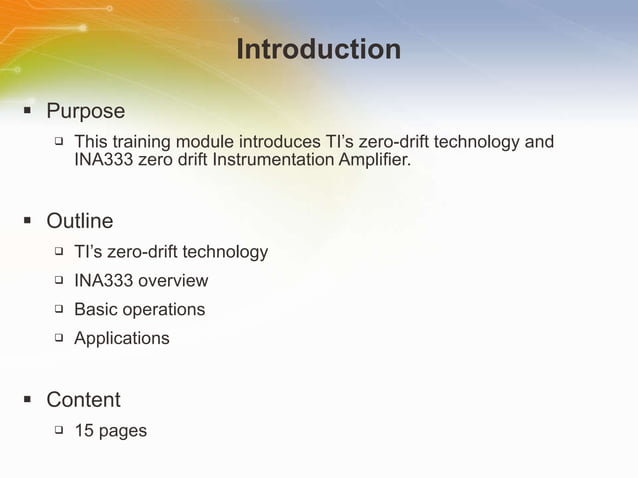 INA333 - Zero Drift Instrumentation Amplifier | PPT