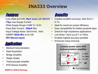 INA333 - Zero Drift Instrumentation Amplifier | PPT