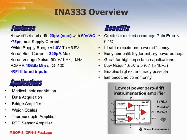INA333 - Zero Drift Instrumentation Amplifier | PPT