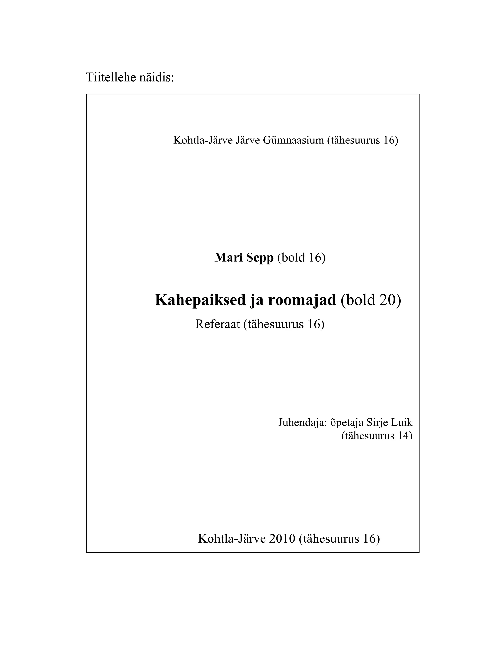 Tiitellehe kujundamine | DOC