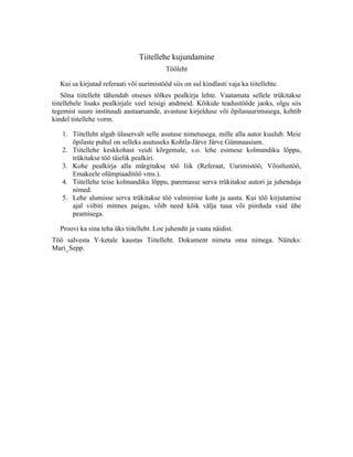 Tiitellehe kujundamine | DOC