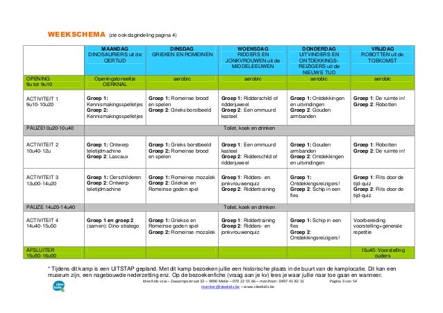 draaiboek Tijdsreizigers projectkamp 2014