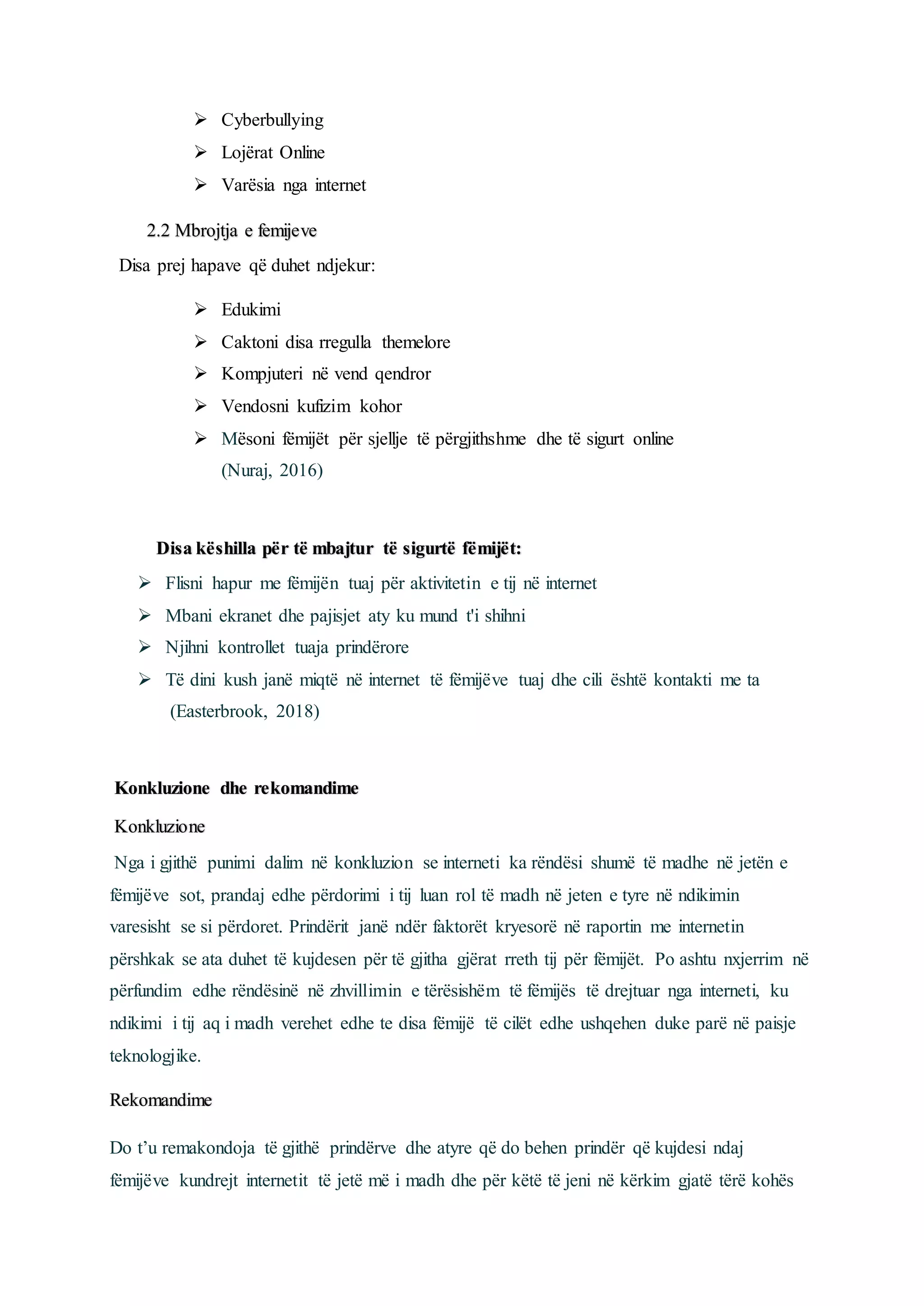 Siguria e femijeve ne internet | DOCX