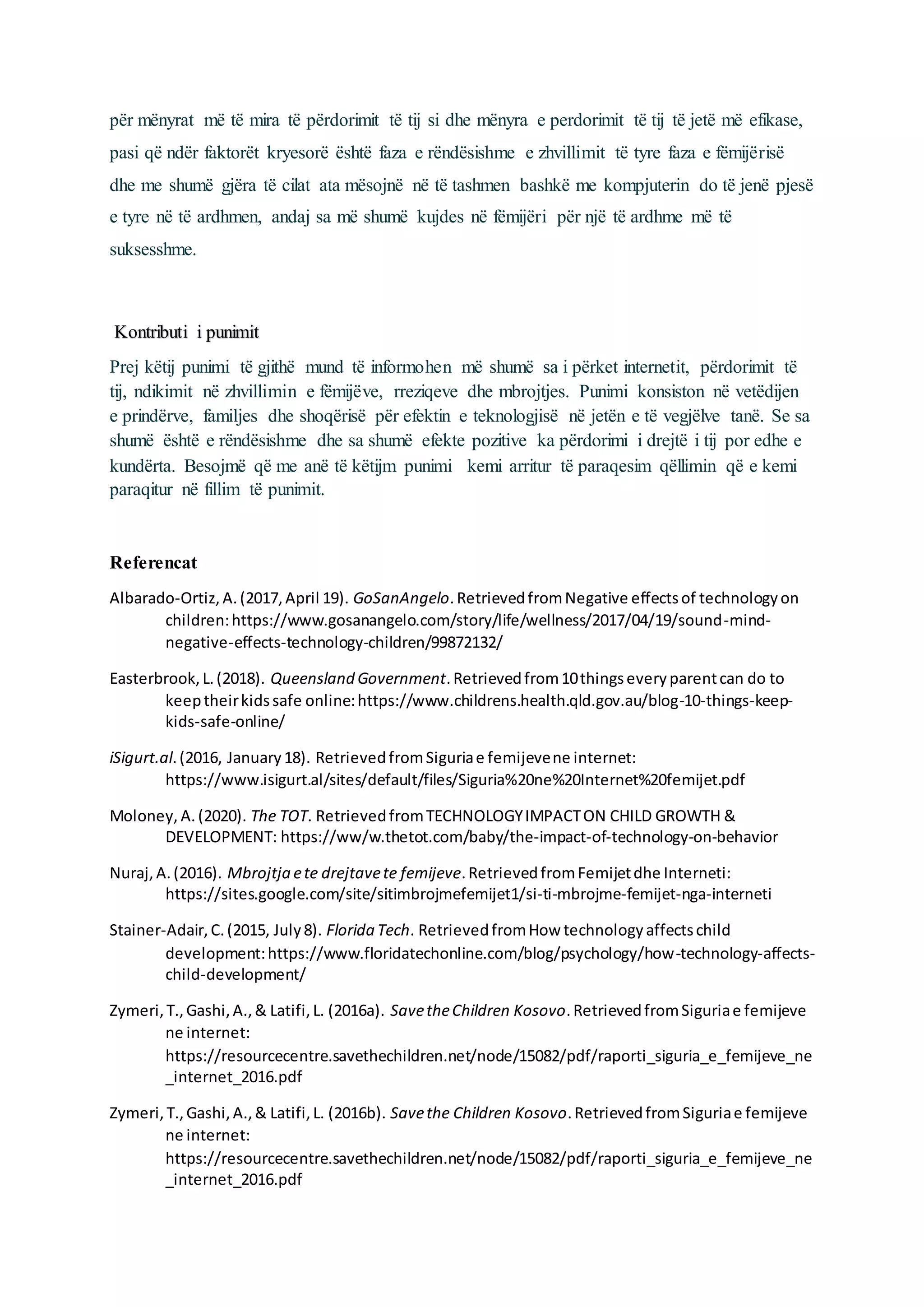 Siguria e femijeve ne internet | DOCX