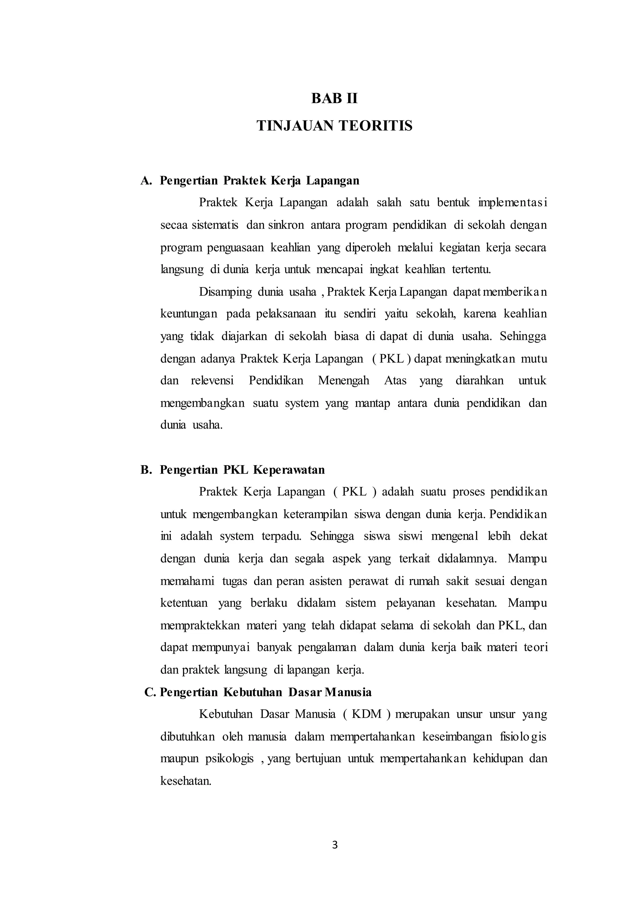 LAPORAN HASIL PRAKTIK KERJA LAPANGAN ASISTEN KEPERAWATAN | DOCX