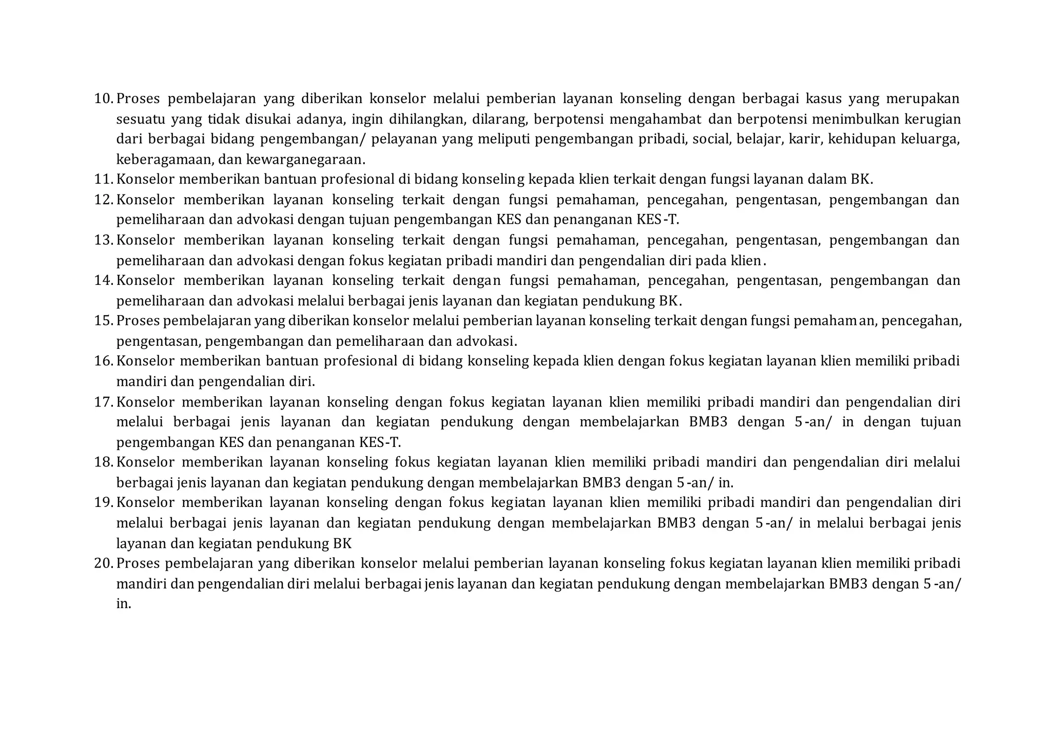 Matrix layanan konseling diagram A & B | DOCX