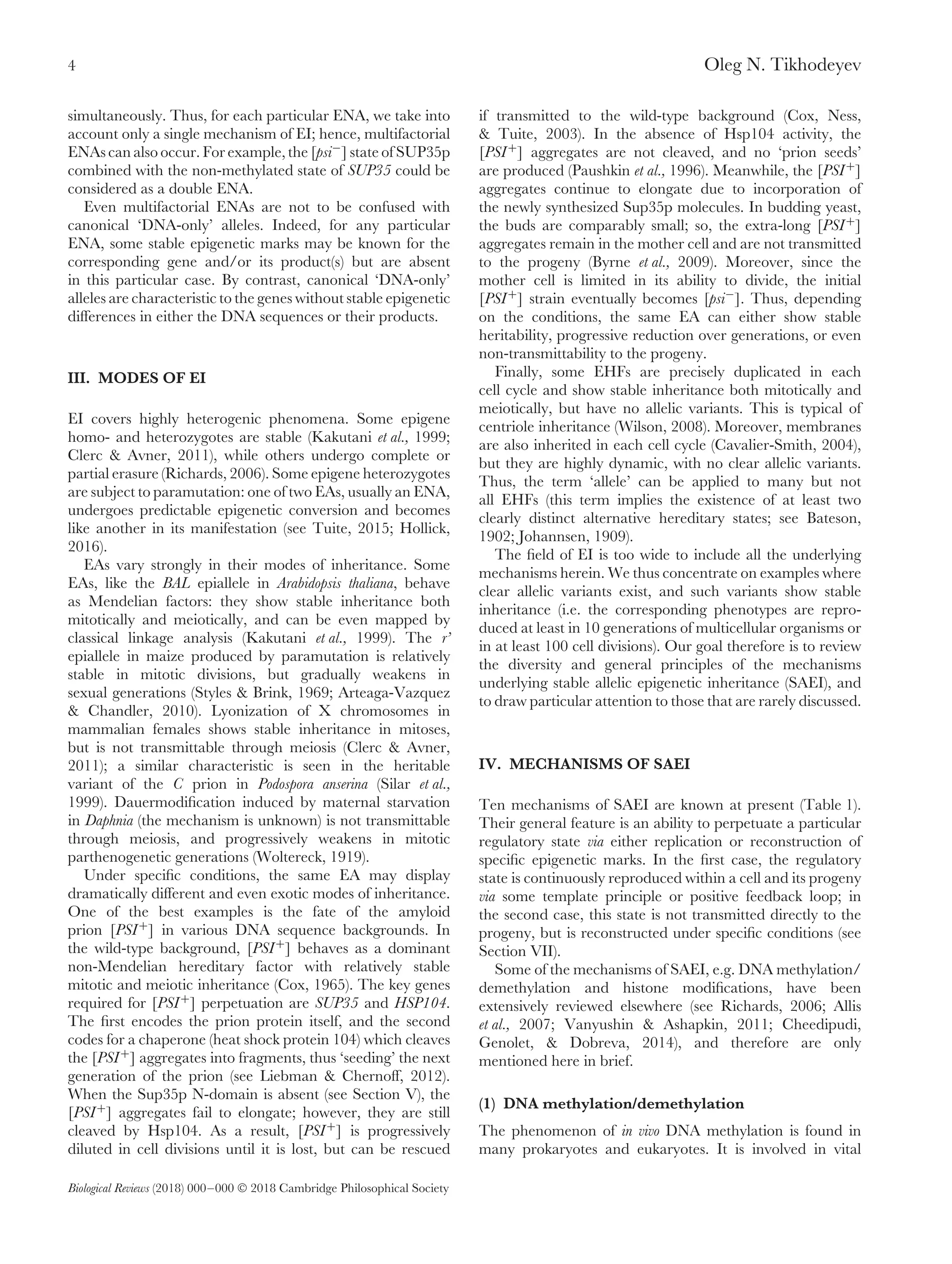 The mechanisms of epigenetic inheritance: how diverse are they? | PDF