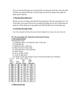 Đề Tài kinh tế lượng về sản lượng lúa | DOC