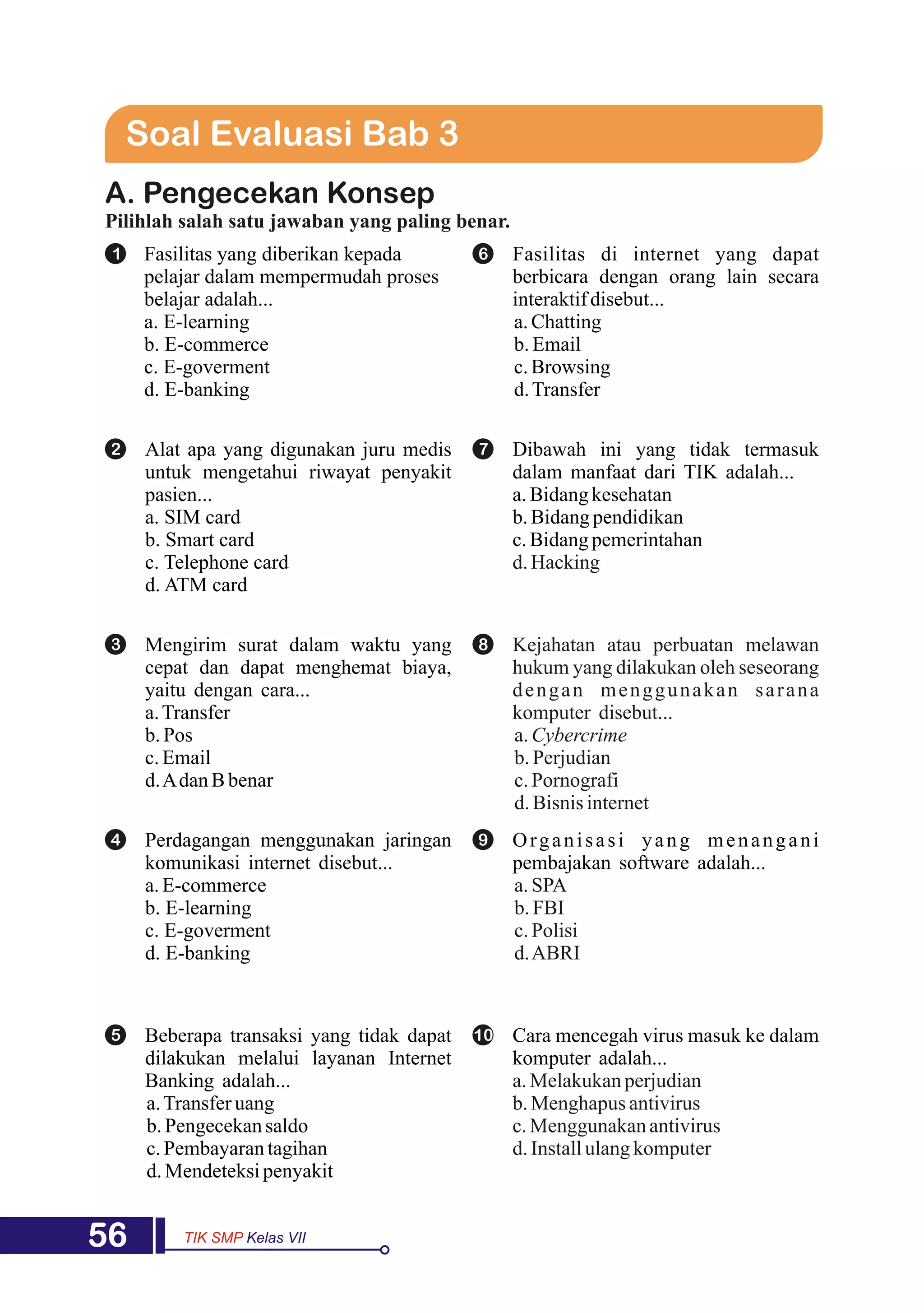 Tik kelas 7. bab 3. peran dan dampak tik | PDF