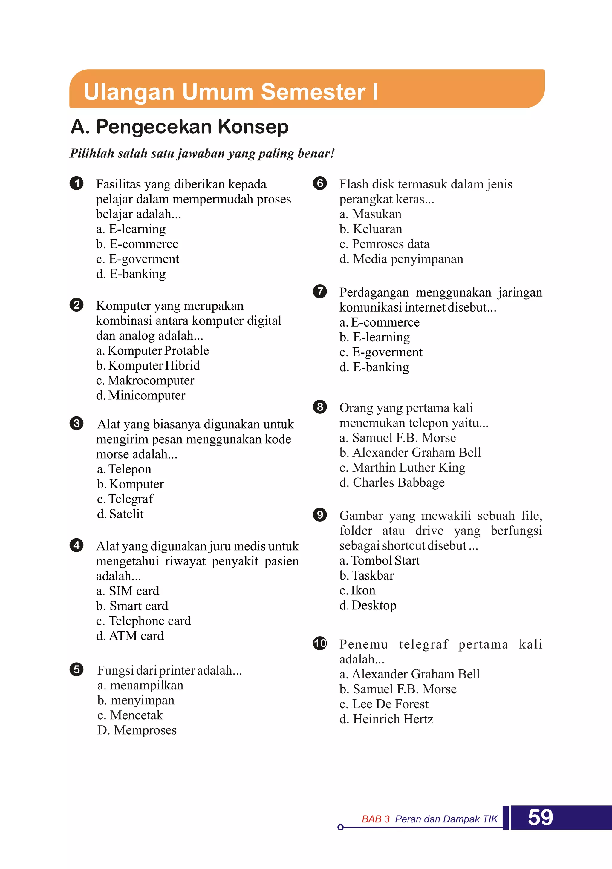 Tik kelas 7. bab 3. peran dan dampak tik | PDF