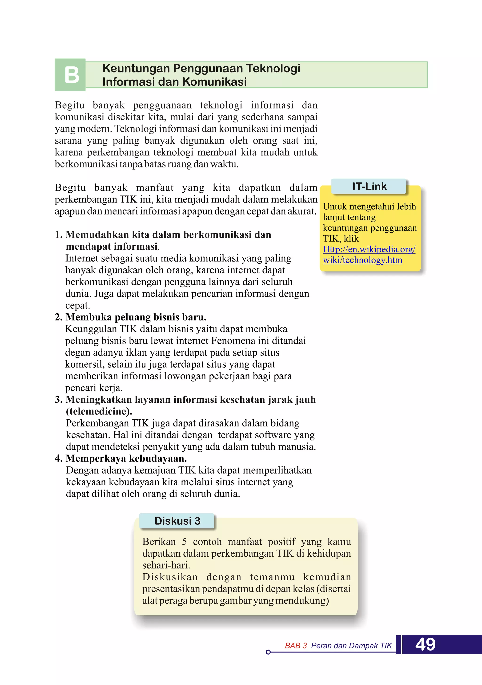 Tik kelas 7. bab 3. peran dan dampak tik | PDF