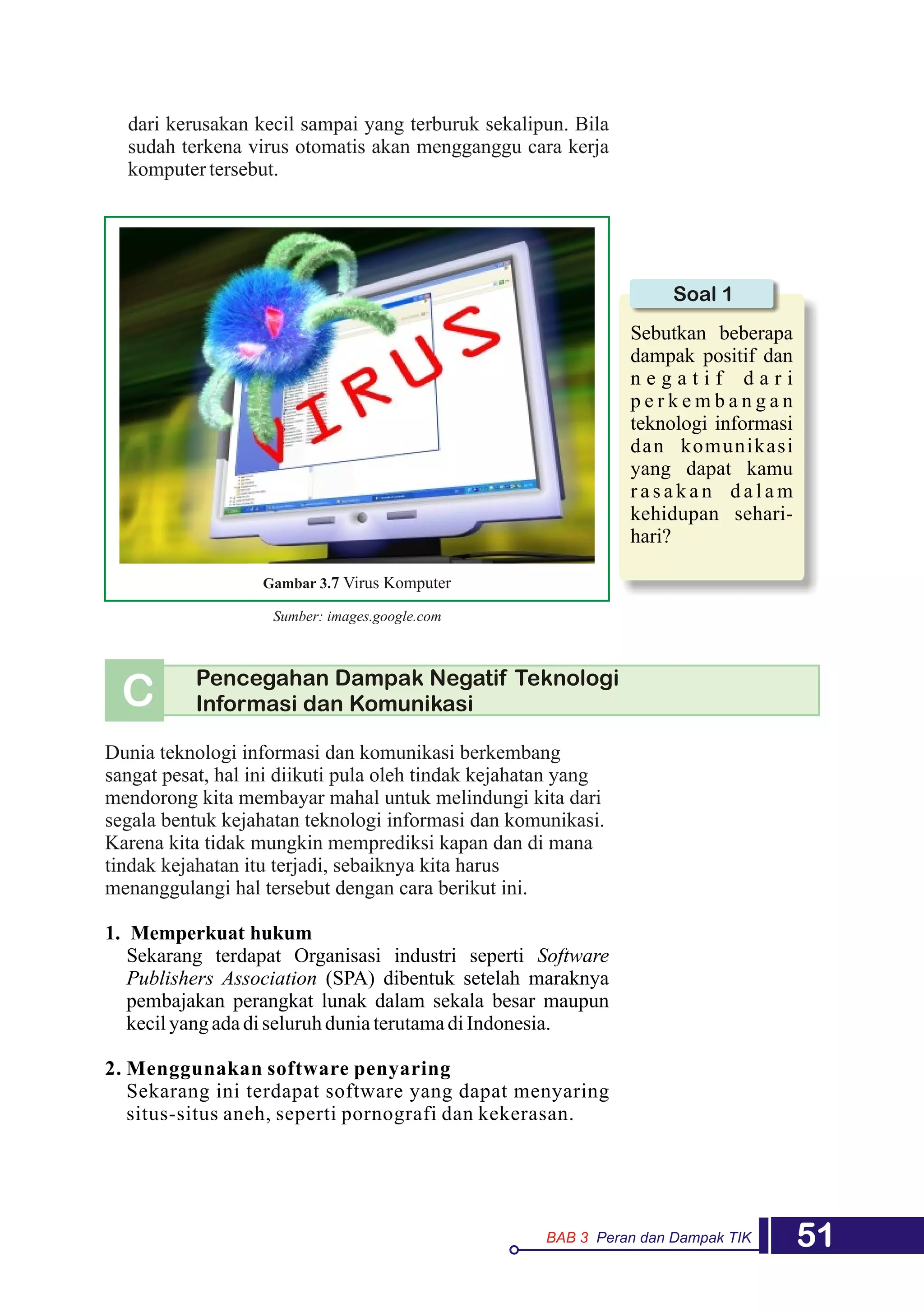 Tik kelas 7. bab 3. peran dan dampak tik | PDF