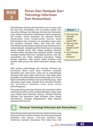 Tik kelas 7. bab 3. peran dan dampak tik | PDF