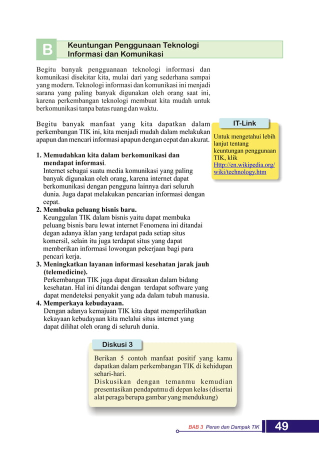 Tik kelas 7. bab 3. peran dan dampak tik | PDF