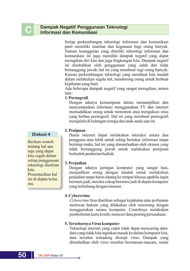 Tik kelas 7. bab 3. peran dan dampak tik | PDF