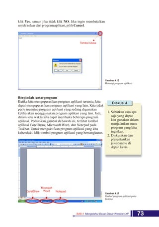 Tik kelas 7. bab 4. sistem operasi windows xp | PDF