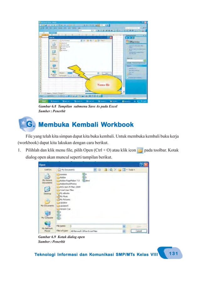 Tik kelas 8. bab 6. penggunaan menu dan ikon pada perangkat lunak pengolah angka 2 | PDF