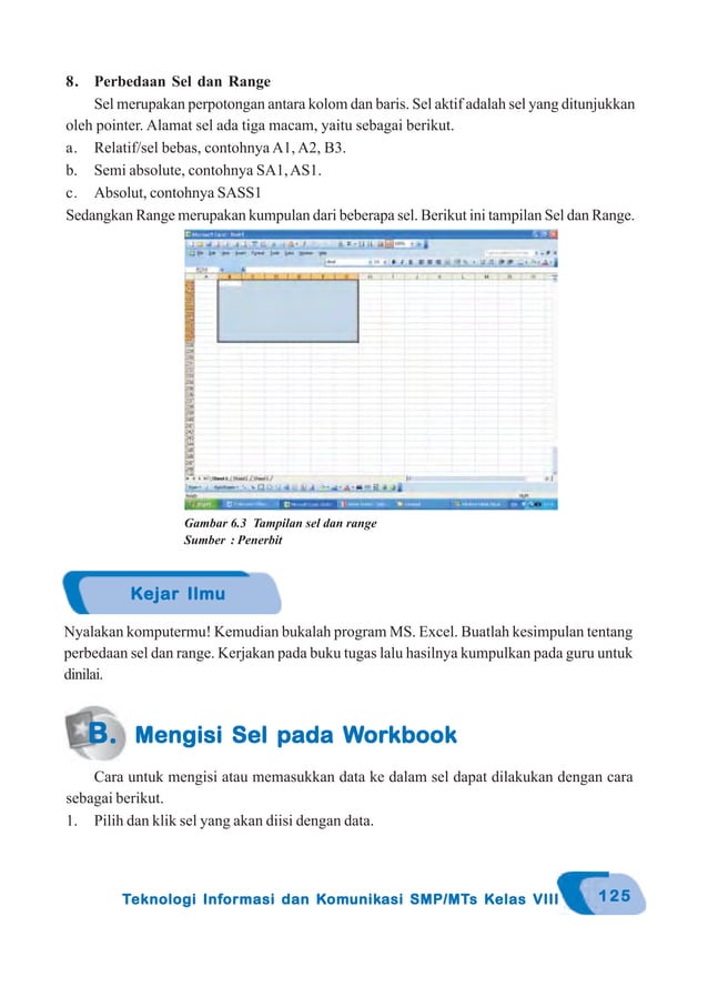 Tik kelas 8. bab 6. penggunaan menu dan ikon pada perangkat lunak pengolah angka 2 | PDF