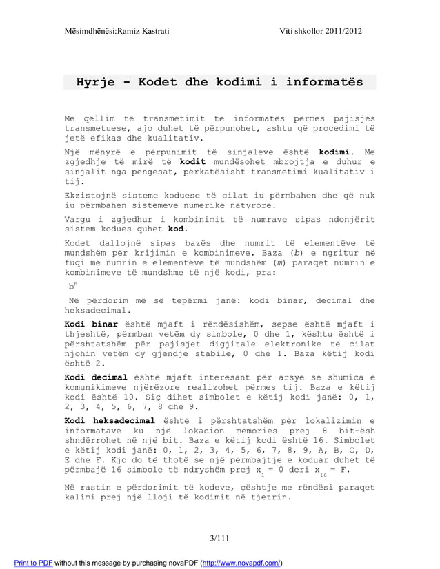 Tik klasa 12 viti shkollor 2011 | PDF