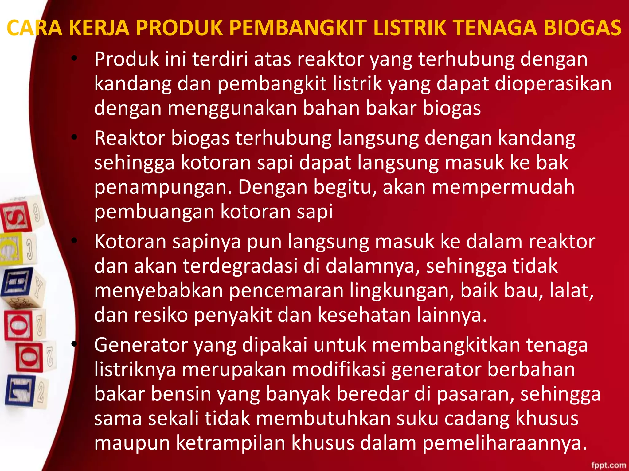 Pembangkit Listrik Sederhana Tenaga Biogas | PPTX