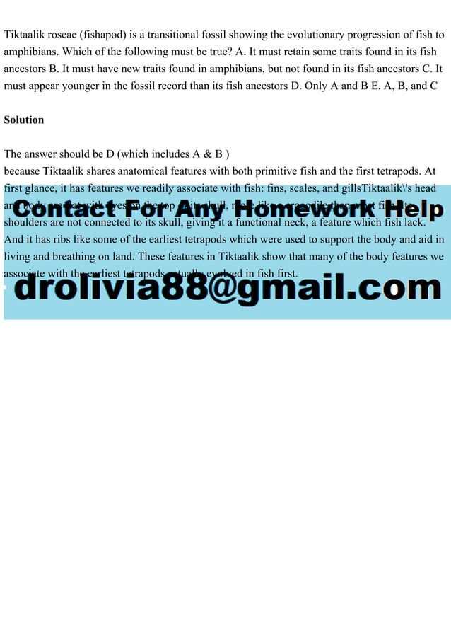 Tiktaalik roseae (fishapod) is a transitional fossil showing the evo ...