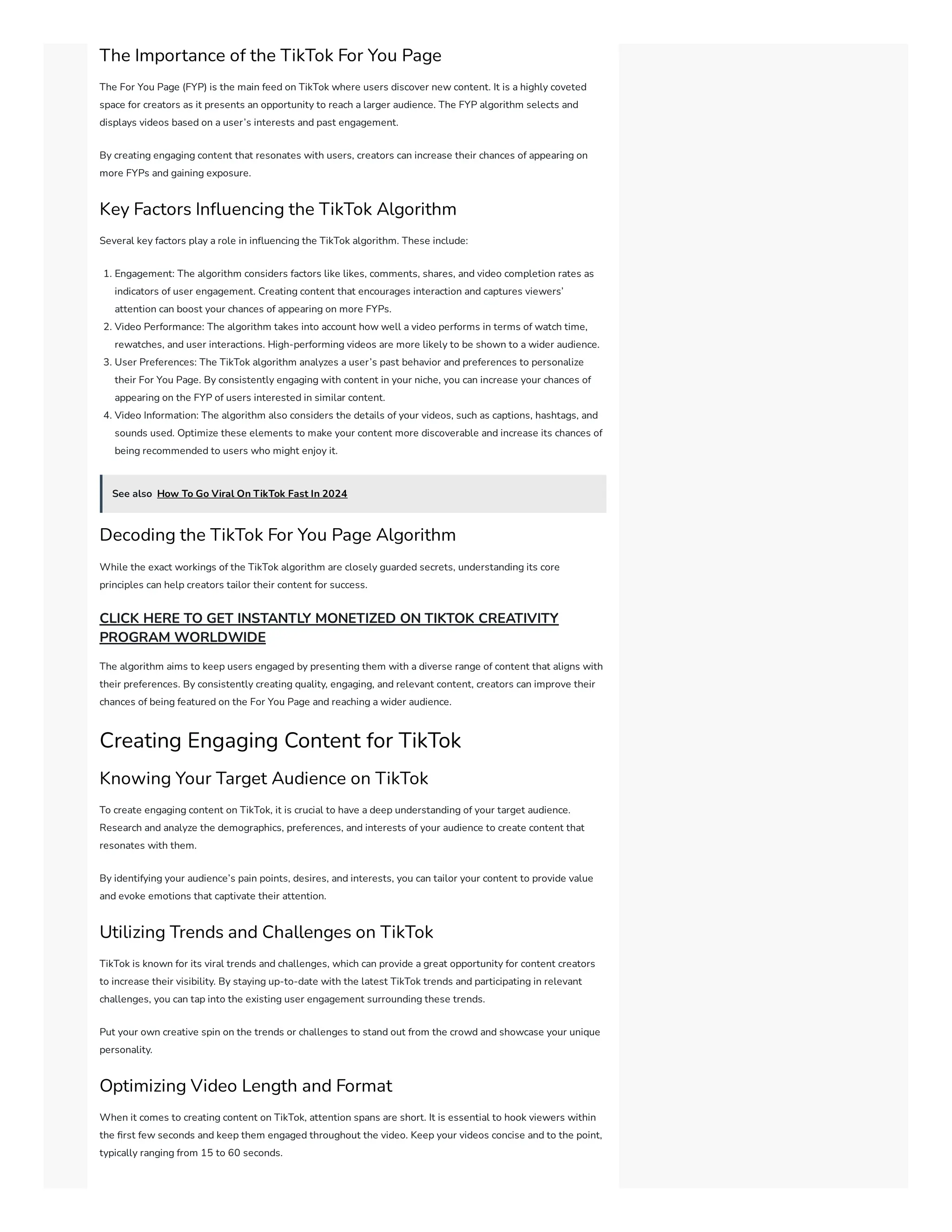 TikTok Algorithm Secrets To Grow Fast (2024) | PDF