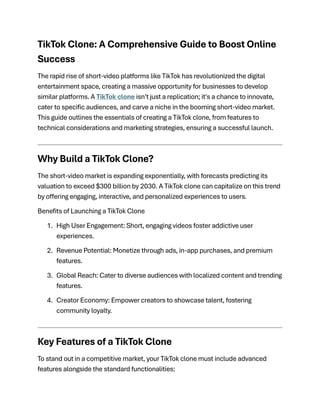 Make A TikTok Clone by Miracuves Solutions | PDF