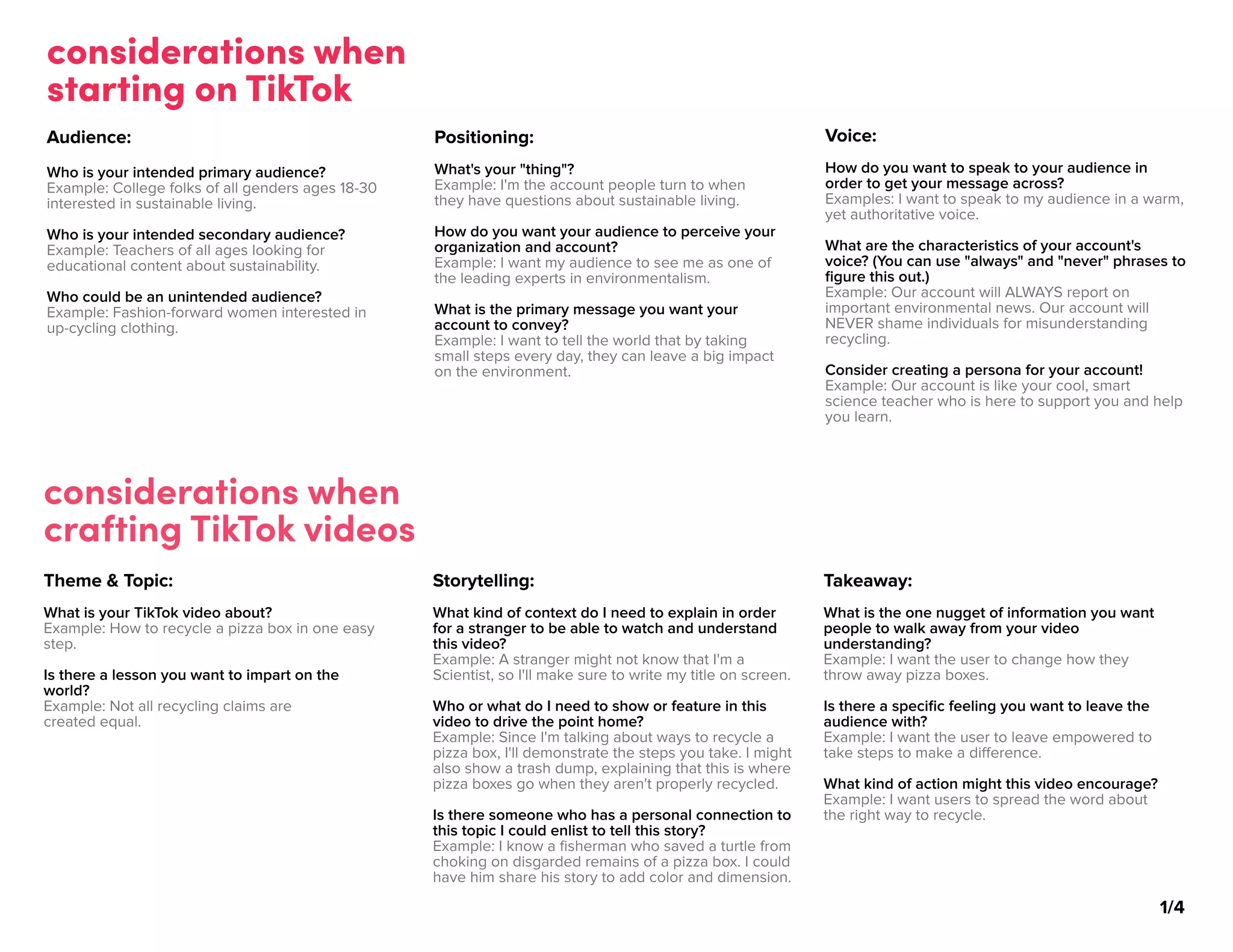 TikTok: Crafting Educational Content Worksheet | PPT