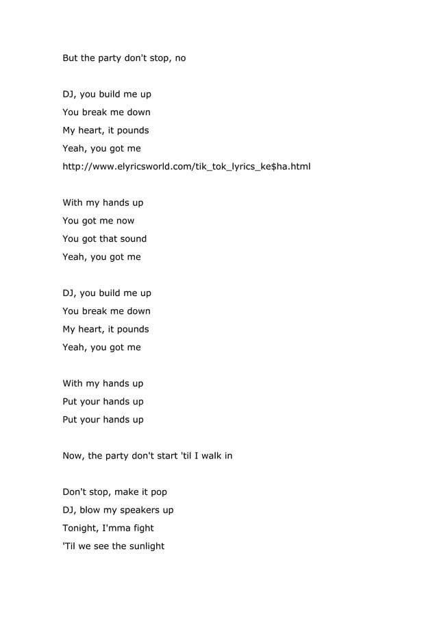 Tik tok lyrics ke | DOC | Contemporary Hits/Pop/Top 40 | Music