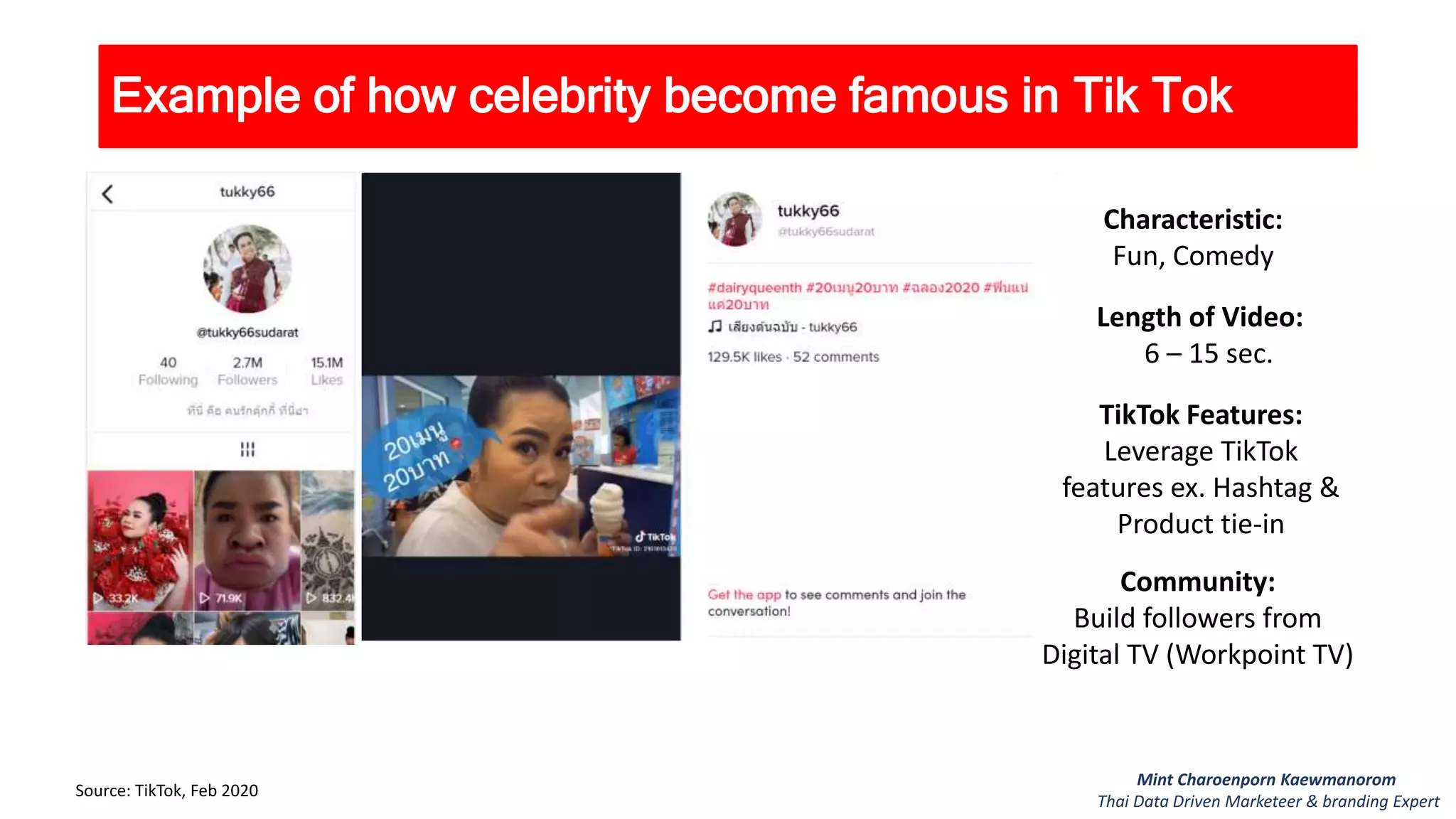 Tik tok in Thailand insight by Mint_Kaewmanorom 2020 | PPTX