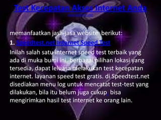 Ukuran Kecepatan Akses Internet | PPTX