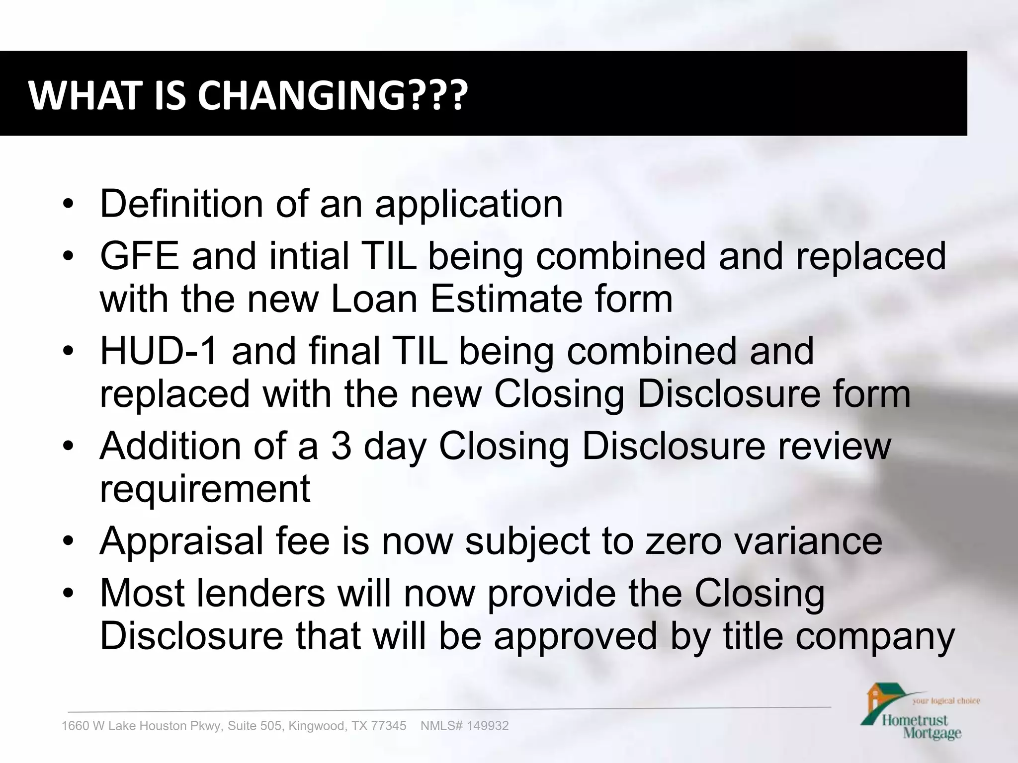 TILA-RESPA Integrated Disclosure Rule | PPT