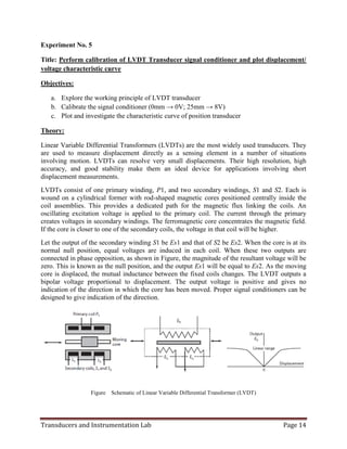 Transducer and instrumentation lab manual | PDF