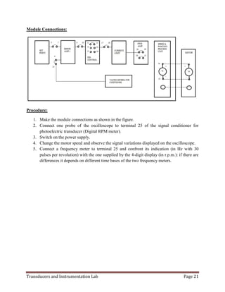 Transducer and instrumentation lab manual | PDF