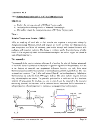 Transducer and instrumentation lab manual | PDF
