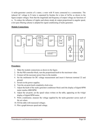 Transducer and instrumentation lab manual | PDF
