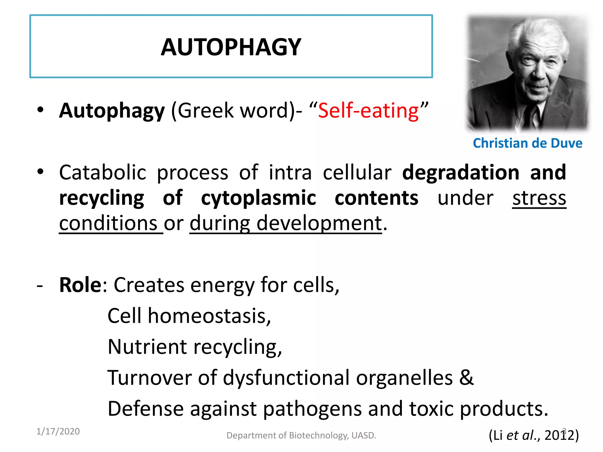 Autophagy and its role in plants - By Tilak I S, Dept. of Biotechnology ...
