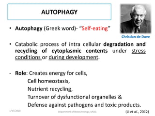 Autophagy and its role in plants - By Tilak I S, Dept. of Biotechnology ...