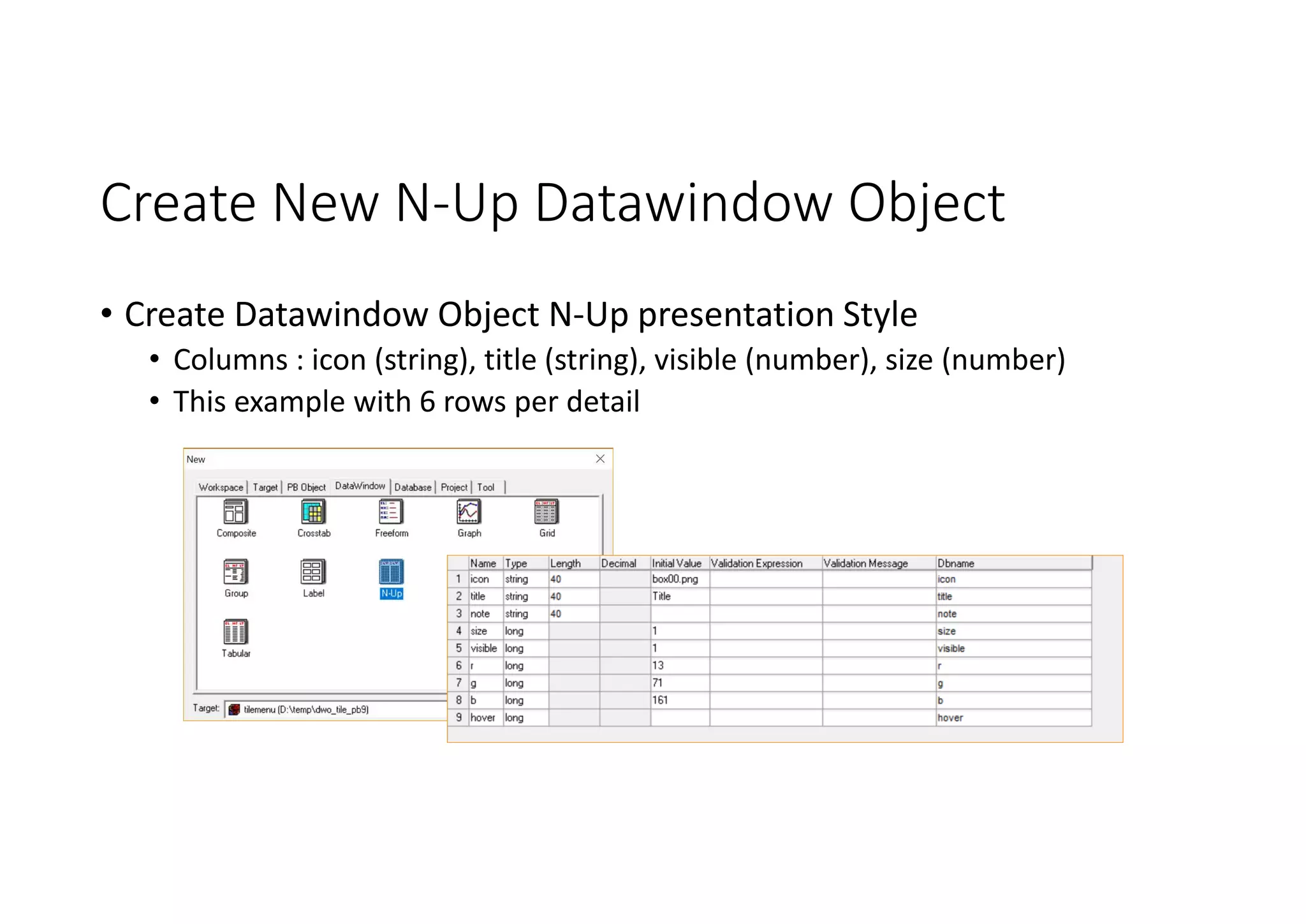 Powerbuilder Tile Menu Using Datawindow Ppt 