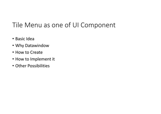 Powerbuilder Tile Menu Using Datawindow Ppt