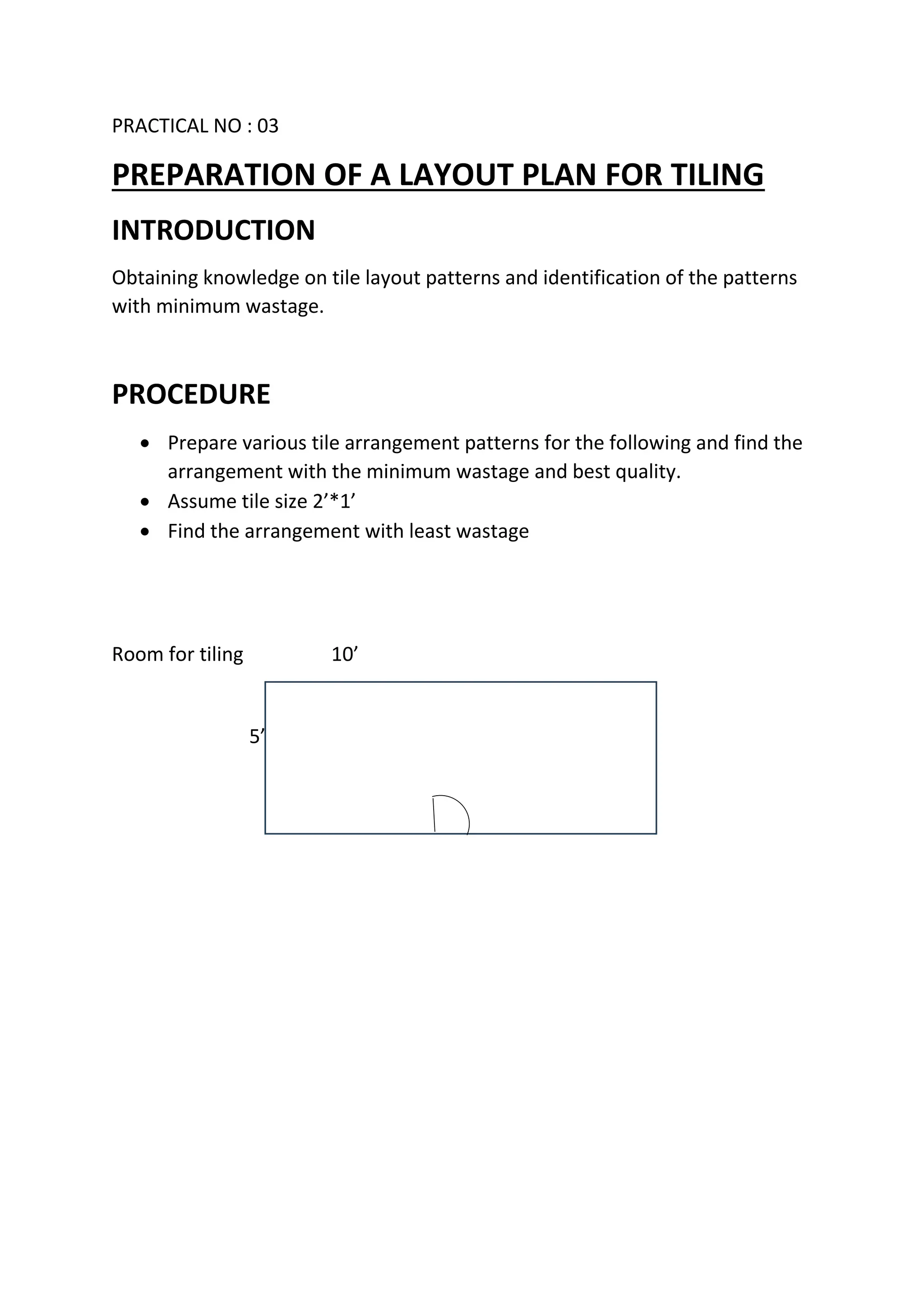 TILE PRACTICALS with a minimmum skill with | DOCX