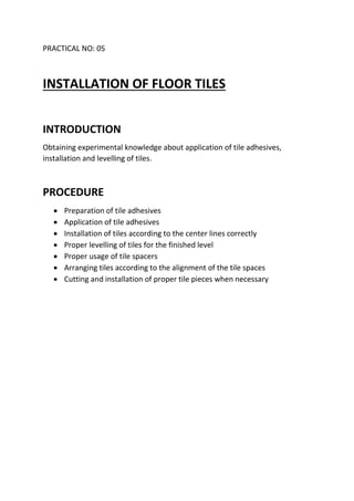 TILE PRACTICALS with a minimmum skill with | DOCX
