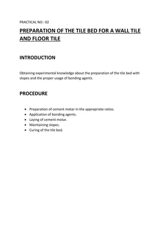 TILE PRACTICALS with a minimmum skill with | DOCX
