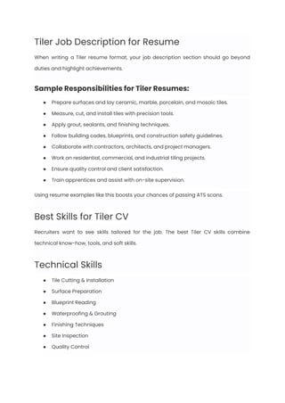 Tiler Resume Examples & Writing Guide for 2025 | PDF