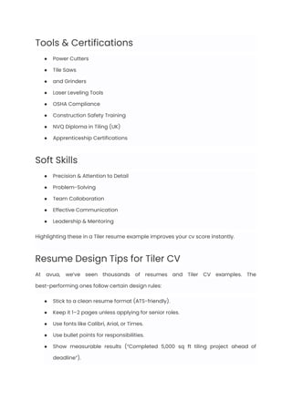 Tiler Resume Examples & Writing Guide for 2025 | PDF