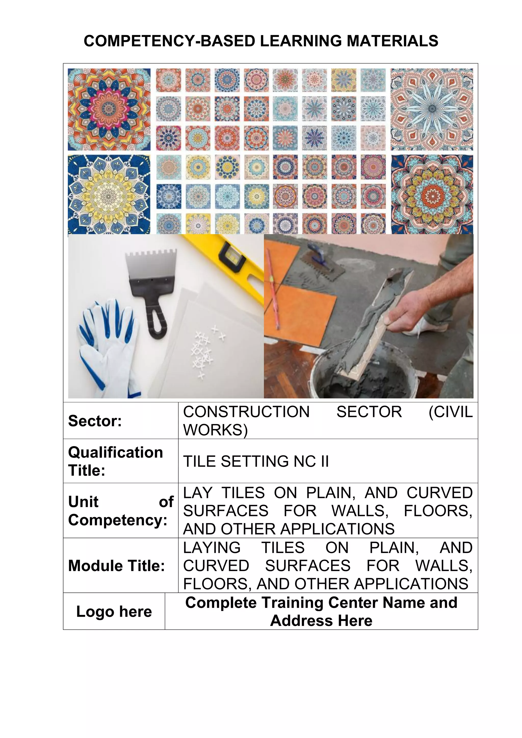 TILE SETTING NC II | PDF