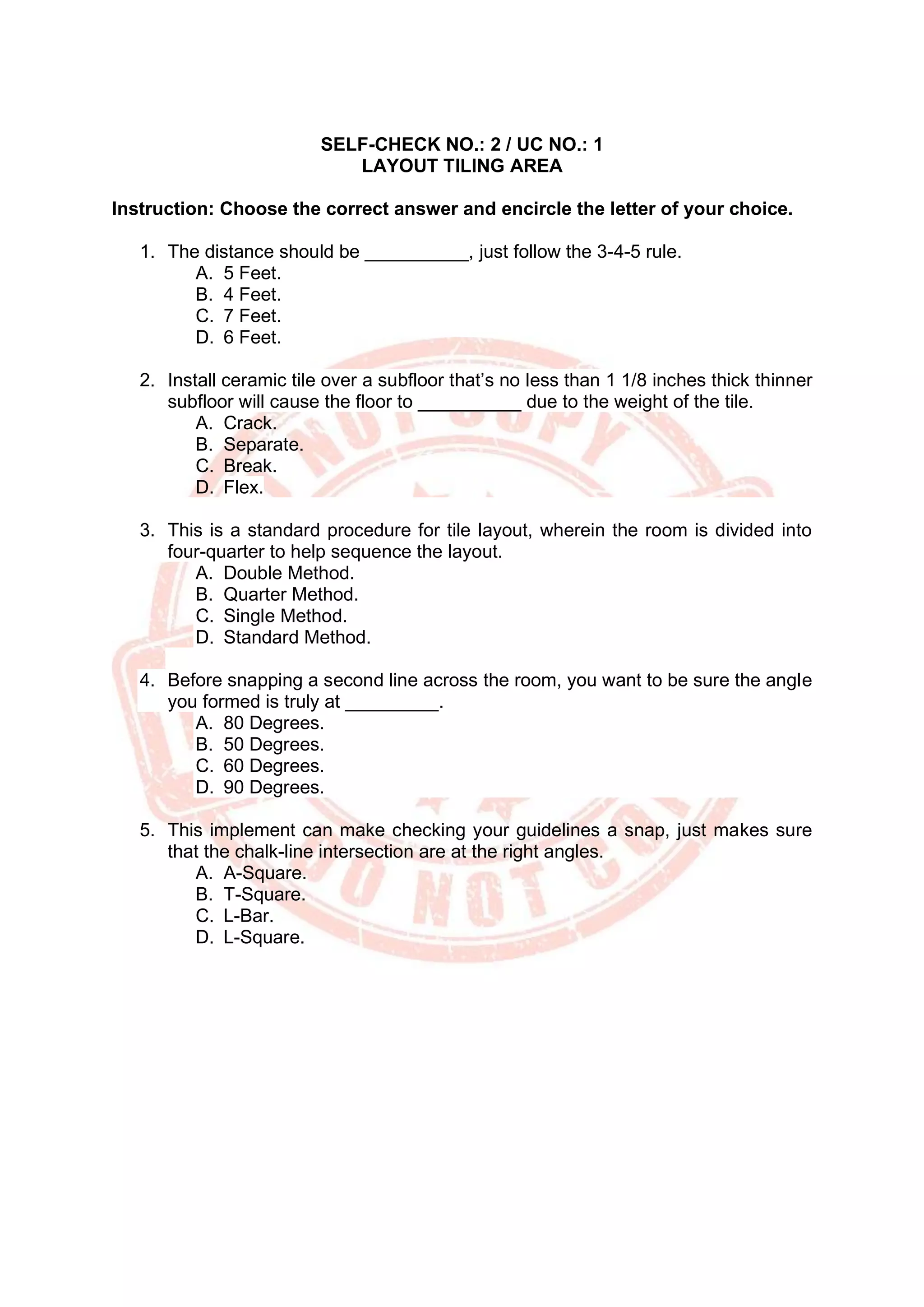 TILE SETTING NC II | PDF