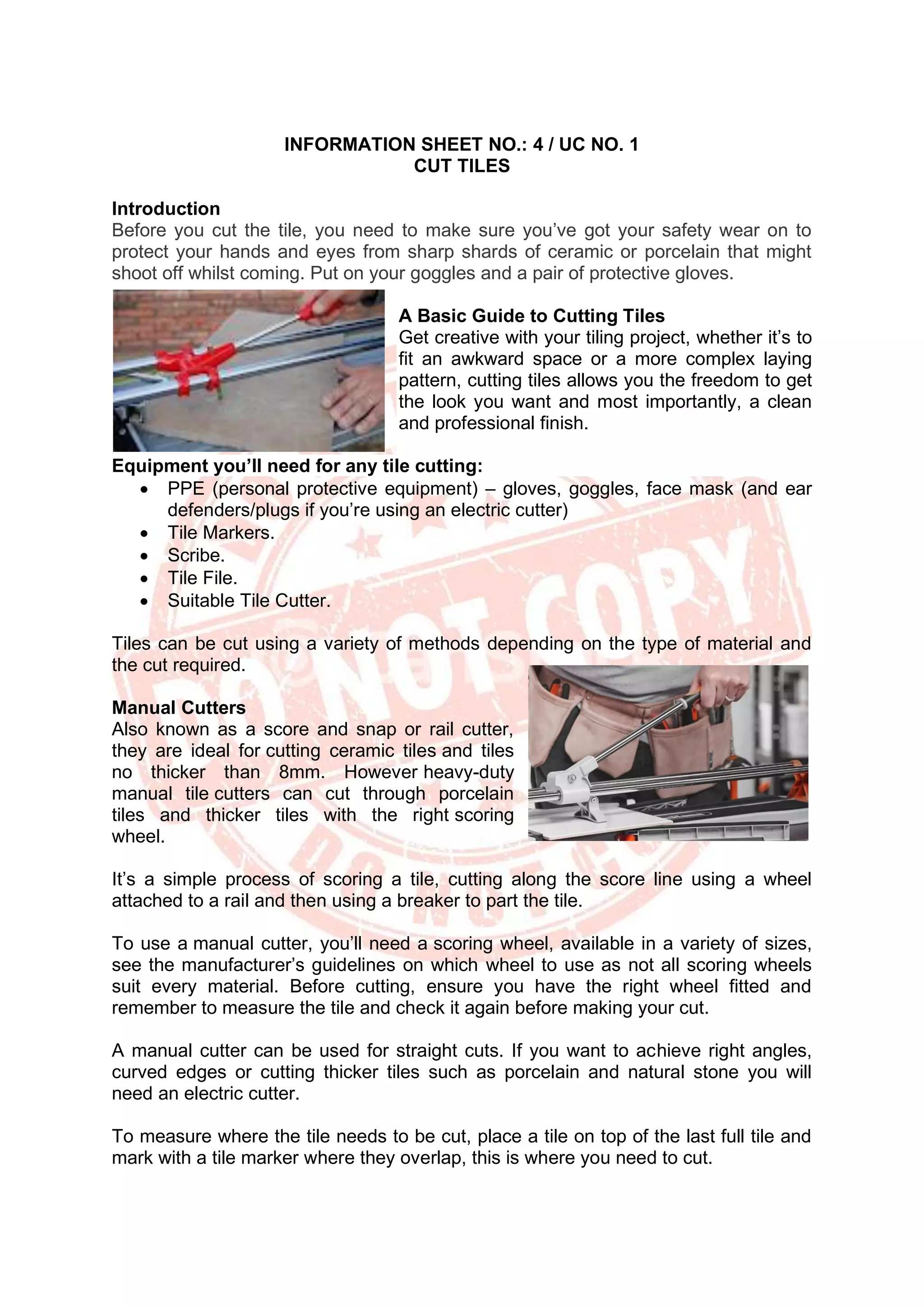 TILE SETTING NC II | PDF