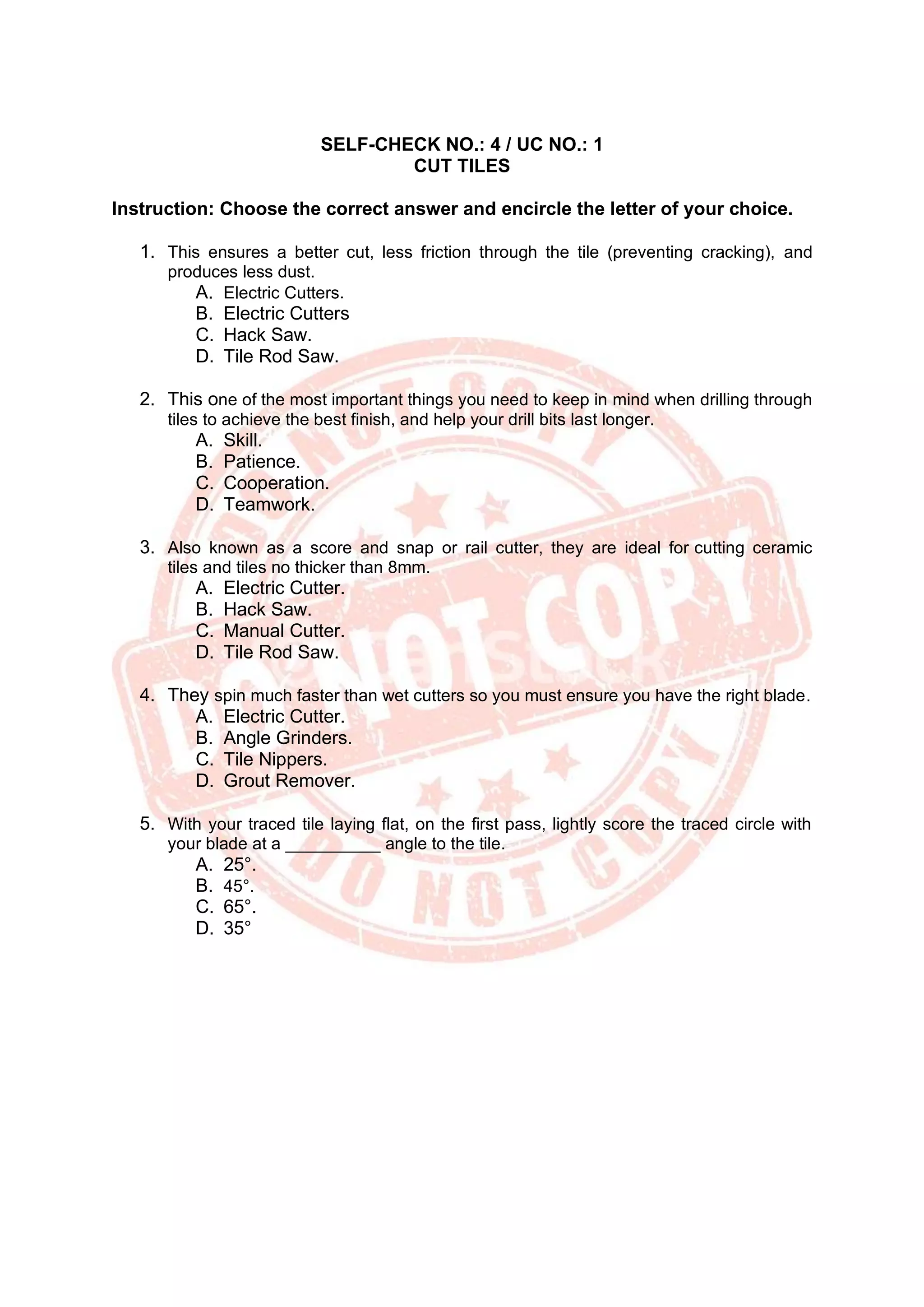 TILE SETTING NC II | PDF