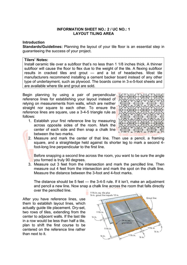 TILE SETTING NC II | PDF | Resume Writing and Advice | Job Search